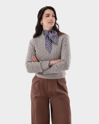 van Laack Stehkragen-Pullover mit Zopfmuster und Kaschmir