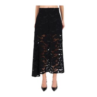 Patou Gebl&uuml;mter Midirock mit gestufter Spitze - - Skirts - Damen - Schwarzk - XS