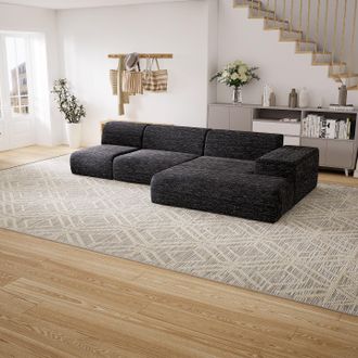 MYCS Canap&eacute; dangle - Noir Lave, design arrondi, canap&eacute; en L ou angle, confortable avec m&eacute;ridienne ou coin - 325 x 72 x 168 cm, modulable