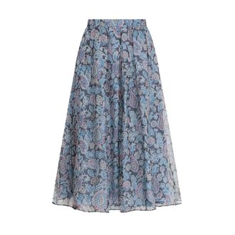 Max Mara Femme, Jupes, Bleu, Taille: 42 FR Midi Skirt