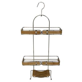 Spirella Duschregal Duschablage Duschkorb Badregal aus Edelstahl und Bambus f&uuml;r Shampoo, Duschgel