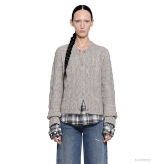 Acne Studios Layered Cable Knit Cardigan