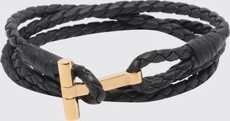 Tom Ford Bracelet multi-rangs en cuir tress&eacute; avec fermoir crochet en T