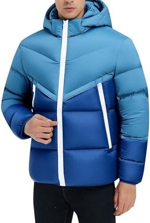 Generic Parka classique à manches longues et fermeture éclair intégrale pour homme avec poches, douce et confortable, grande taille, coupe-vent, chaude pour l