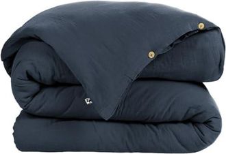 Altobuy OUREA - Housse de Couette 140x200cm Gaze de Coton Minuit