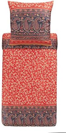 Bassetti Bettwäsche Garnitur Como R1 aus Baumwolle Mako-Satin in der Farbe Rot 2-Teilig mit Reißverschluss, Maße: 155cm x 220cm, 80cm x 80cm, 9323947
