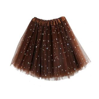 Generic Jupe tutu en tulle pour femme, pour cosplay, ballet, vintage, rockabilly, jupe en maille élastique, accessoire classique taille haute, café, Taille un