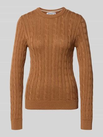 Jake*s Casual Strickpullover mit Zopfmuster und Rundhalsausschnitt