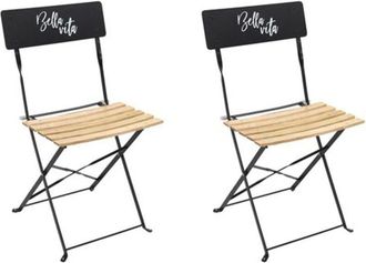 The Home Deco Factory Lot de 2 Chaises Pliante Bella Vita Noir