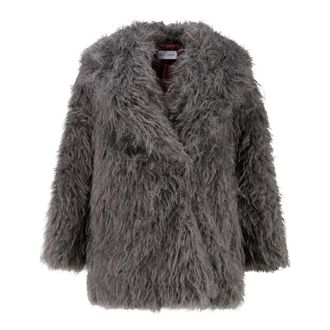 Weili Zheng Veste en fausse fourrure &agrave; col ch&acirc;le - Femme - Vestes - Gris - Taille: 42 FR