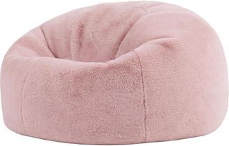Icon Brand Kingston Kunstfell Sitzsack, Rosen Rosa, Sitzsack Erwachsene mit Füllung, Bean Bag, Flauschig Sessel, Lounge Sessel, Lounge Stuhl, Schlafzimmer, Wohnz