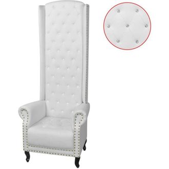 vidaXL Vidaxl - Chaise &agrave; dossier haut blanc similicuir