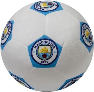 Manchester United MANCHESTER CITY FC Coussin Rond sous Licence Officielle Ballon de Football Super Doux Blanc Parfait pour nimporte Quelle Chambre sur Le canapé 25 x 25