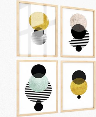 Nacnic Set 4 Blatt Eclipse-Rahmen. Nordischer Stil Poster f&uuml;r das Haus zu dekorieren. A3-Format. Platten mit geometrischen Bildern in escandinavo.Papel Style