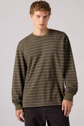 Levi's Long Sleeve Graphic Authentic Tee - Homme - Marron / Artie Jacquard Stripe Coffee - 2XL