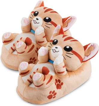 Corimori Leeroy der Kater Plüsch-Hausschuhe EU Einheitsgröße 25-33,5 (Orange)