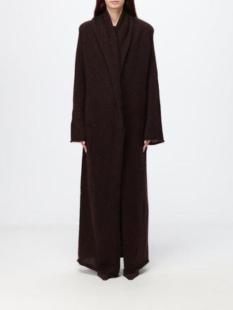 Andamane Cardigan long Vika en laine m&eacute;lang&eacute;e avec col ch&acirc;le et coupe d&eacute;contract&eacute;e