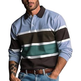 Generic Tee Shirt Manche Longue Homme Vintage Tee Shirt Sweat Homme D&eacute;contract&eacute; Manche Longue Polo Saisonnier Revers Sweatshirts Printemps Pull pour Les Tenue