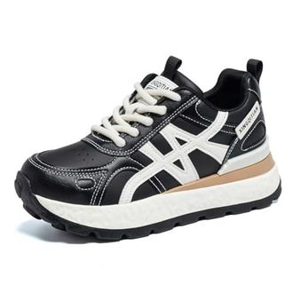 Generic Baskets Compens&eacute;es pour Femme, Chaussures De Tennis &Agrave; Plateforme &Eacute;l&eacute;gantes, Lacets Antid&eacute;rapants pour Un Usage Quotidien,Noir,37 EU