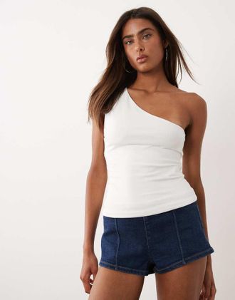 Good American Top asym&eacute;trique ultra-stretch - Blanc