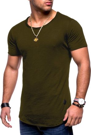 Rello & Reese Herren Oversize T-Shirt Crew Rundhals MT-7103 (Khaki, M)