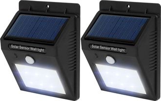 TecTake 6 LED Solar Au&szlig;enleuchte Wandlampe Gartenleuchte mit Bewegungsmelder - diverse Mengen - (2 St&uuml;ck | Nr. 401735)
