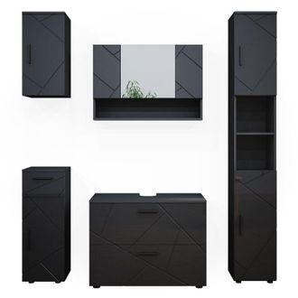 Vicco Ensemble de meubles de salle de bain Irma, Anthracite Haute brillance, 5 pi&egrave;ces