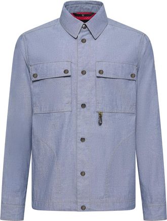 Moncler Moncler Chambray Long Sleeve Shirt, Men, Blue, Size: Xl