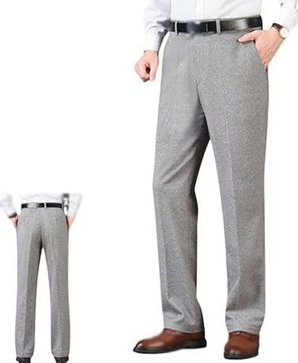 Generic Pantalon habillé vintage en tweed à chevrons pour homme - Style décontracté - Taille haute - En laine infroissable, 03, 48