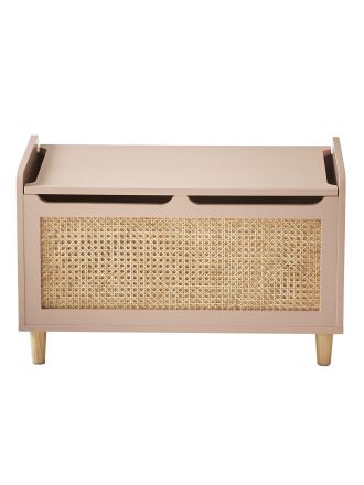 Vertbaudet Spielzeugtruhe, geflochten, Poesie, Rosa, TU