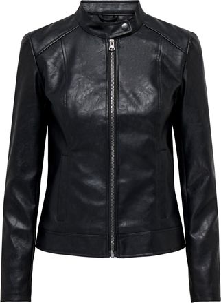 Only Damen Jdyemily Faux Leather Jacket Otw Noos Kunstlederjacke, Schwarz, 32