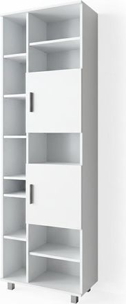 Vicco Badschrank Wei&szlig; Ilias 60x190x30 cm - W&auml;scheschrank, Praktische Ablage f&uuml;r Handt&uuml;cher, Pflegeprodukte & Accessoires