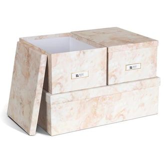 Bigso Box of Sweden BIGSO INGE 3er-Set Aufbewahrungsboxen f&uuml;r das Schlaf-, Kinder-, Arbeits- oder Badezimmer - stapelbare Ordnungsbox mit Deckel - Aufbewahrungskisten aus