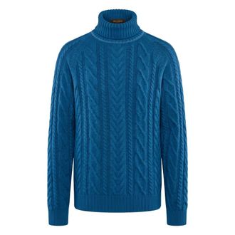 Moorer Pullover mit hohem Kragen Intense - - Knitwear - Herren - Blau - M