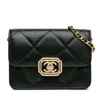 Chanel Hobo Bags - Quilted Calfskin Strass Clutch With Chain Flap - Gr. unisize - in Schwarz - f&uuml;r Damen