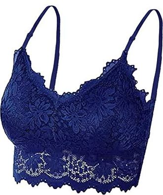 Generic 2026 Débardeur court sans fil pour femme avec col en V, bleu, XL