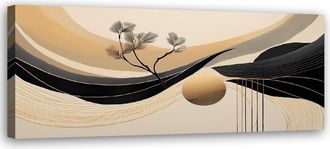 Feeby Leinwandbild - Bilder Wohnzimmer - Geometrische Abstrakt - 150x50 1tlg - Deko Schlafzimmer - Wanddekoration - Aesthetic - Gro&szlig; Moderne Bild - Foto auf