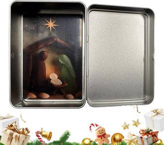 Generic Weihnachtskrippe aus Seeglas - weihnachtliches religi&ouml;ses | Metall-, PP- und Holzfigur - 10 x 6 x 2,5 cm, Feiertagsdekoration f&uuml;r Schreibtisch, B&uuml;ro, 