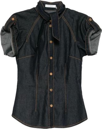 Zimmermann Femme, Blouses et Chemises, Bleu, Taille: 38 FR Chemise en denim &agrave; col nou&eacute;