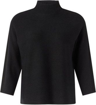 Comma Rundhalspullover Casual Chic (1-tlg) Stehkragen, 3/4-Arm, Feinstrick, Viskose-Mix