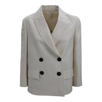 Brunello Cucinelli Femme, Vestes, Beige, Taille: 34 FR Blazer en twill fluide