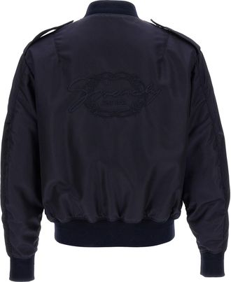 Givenchy Nylon Bomber with Logo Embroidery Bomber Jacket - Navy
