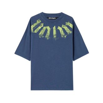 Palm Angels Big Neck Logo Loose Tee - - Tops - Herren - Blau - XL