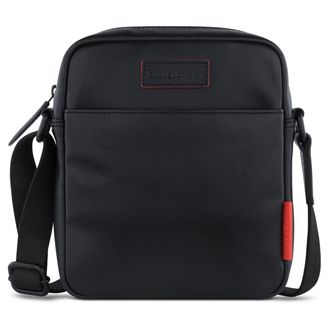 Bugatti Clark Herren Schultertasche aus Rindleder, Crossbody mit verstellbarem Gurt, schwarz