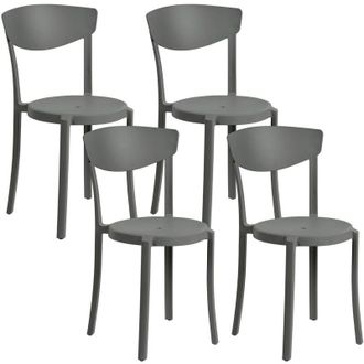 Beliani Gartenstuhl 4er Set VIESTE Dunkelgrau
