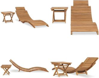 vidaXL Vidaxl - Klappbare Sonnenliege mit Tisch Massivholz Teak - Holz-Sonnenliege - Teakholzm&ouml;bel - Gartenm&ouml;bel - Lounge Set - Zusammenklappbare Liege
