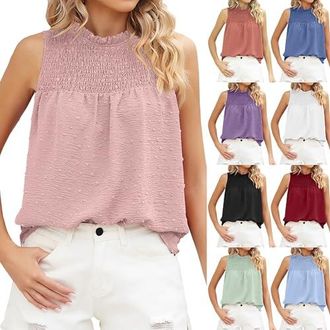 Generic Haut d&eacute;t&eacute; &eacute;l&eacute;gant pour femme - Chemisier ample sans manches - Tunique sexy extensible - Haut Y2K - D&eacute;bardeur confortable - Couleur unie - Chemisier d&eacute;