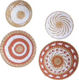 Aboofan 4 Stück Teiliges Boho Wanddekor Handgewebte Wandplatten aus Natürlichem Material Vielseitige Wandkunst für Innenraum Dekoration und Besondere Anlässe