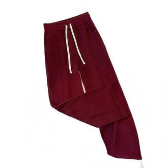 Generic Pantalon ample en polaire &agrave; jambe droite pour femme Taille 5XL 6XL 7XL 8XL 9XL 150 kg, Polaire vin rouge, 9XL Grande taille