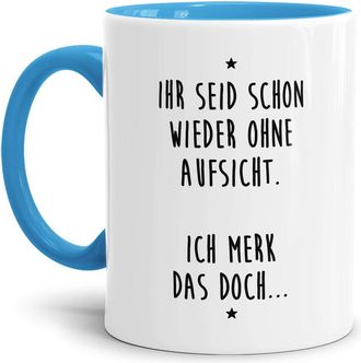 Tassendruck Lustige Tasse mit Spruch Ich Merk das doch... - Büro/Job/Arbeit/Witzig/Kaffee-Tasse/Geschenk-Idee/Innen & Henkel Hellblau